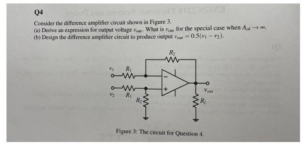 Solved Consider the difference amplifier circuit shown in | Chegg.com