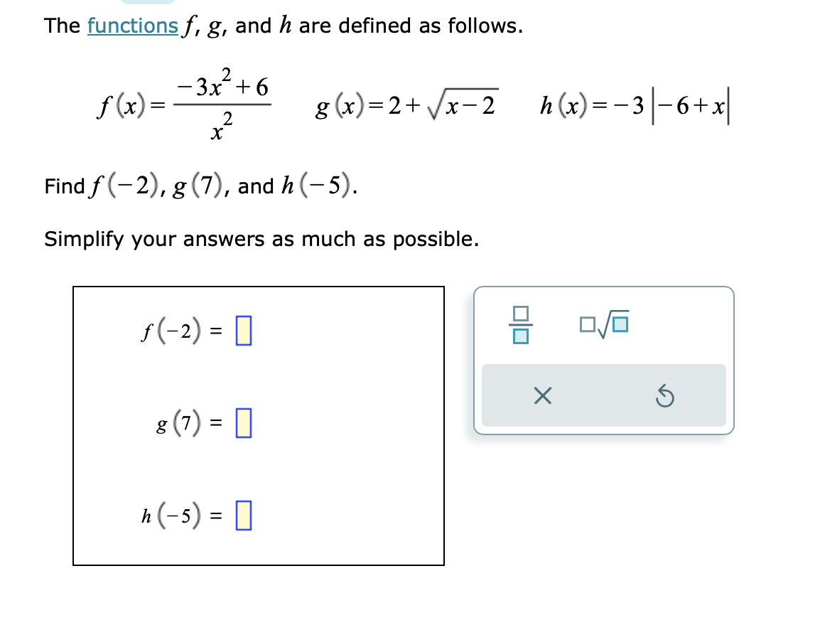 Solved The functions f,g, and h are defined as follows. | Chegg.com