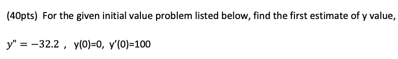 Solved (40pts) For the given initial value problem listed | Chegg.com