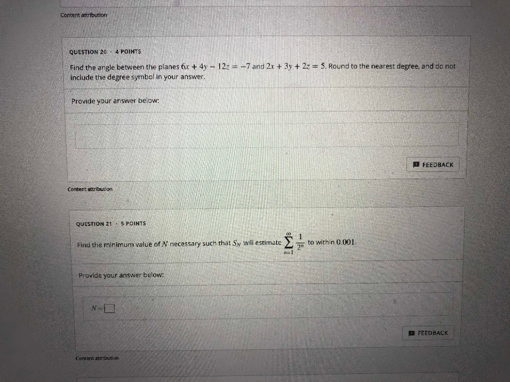 Solved Content attribution QUESTION 20 4 POINTS Find the | Chegg.com