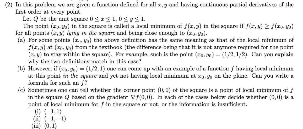 Solved (2) In this problem we are given a function defined | Chegg.com