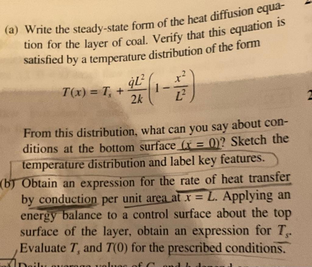(a) Write the steady-state form of the heat diffusion | Chegg.com