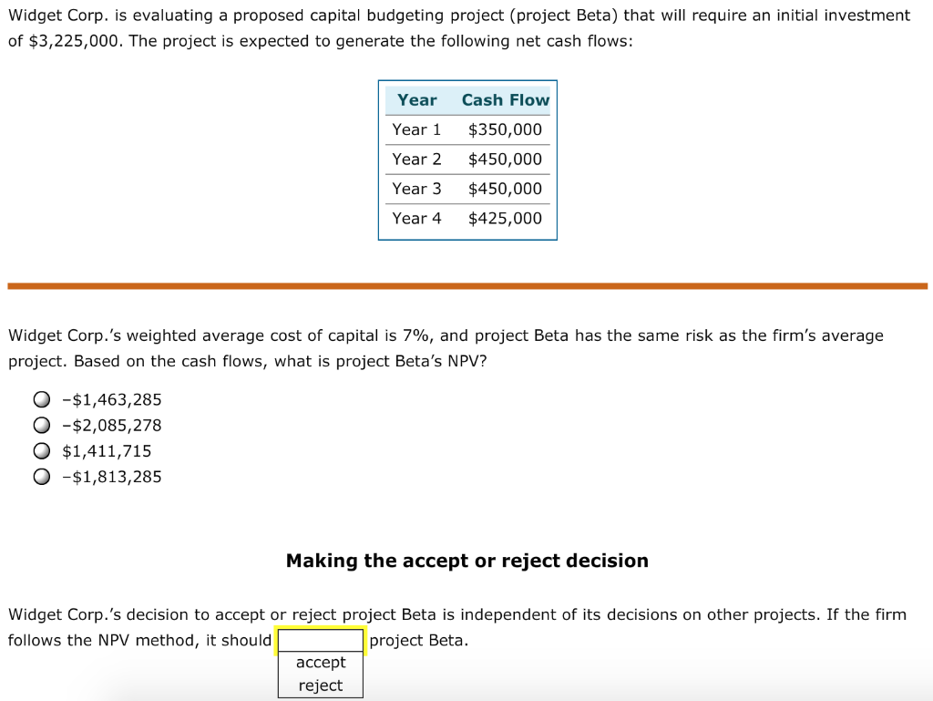 Solved Widget Corp. is evaluating a proposed capital | Chegg.com