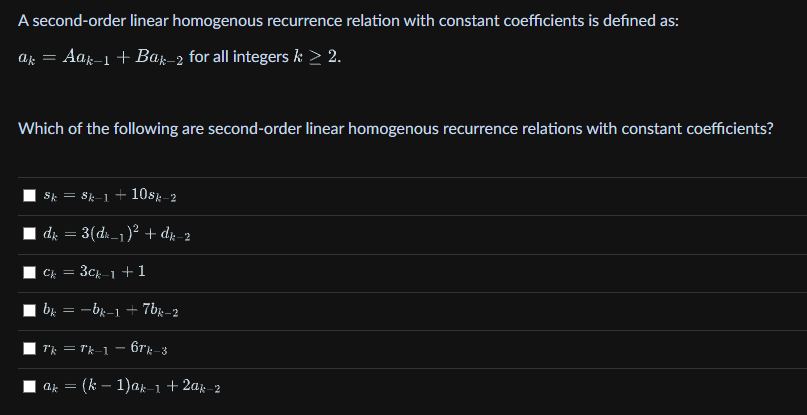 Solved A Second Order Linear Homogenous Recurrence Relation