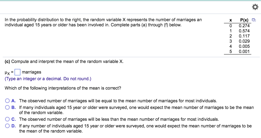 Solved In the probability distribution to the right, the | Chegg.com