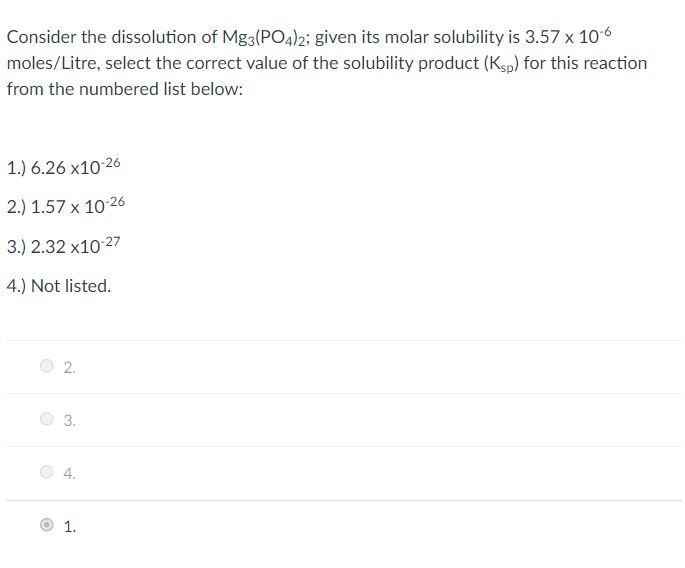 Solved Consider the dissolution of Mg3(PO4)2: given its | Chegg.com
