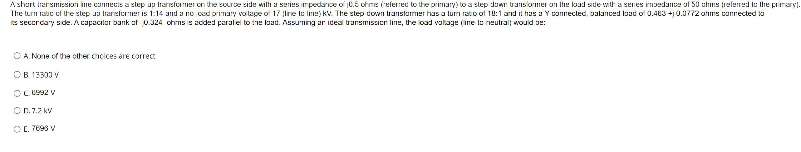 Solved A short transmission line connects a step-up | Chegg.com