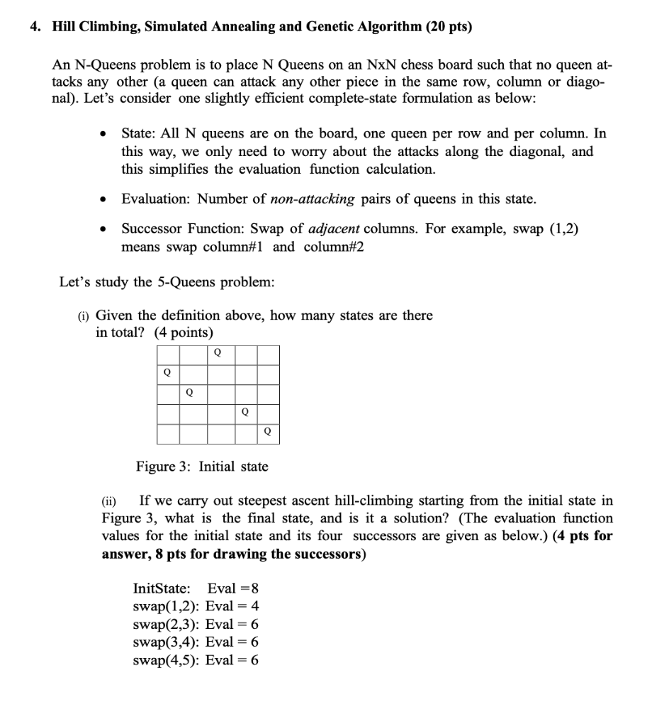 4. Hill Climbing, Simulated Annealing and Genetic | Chegg.com