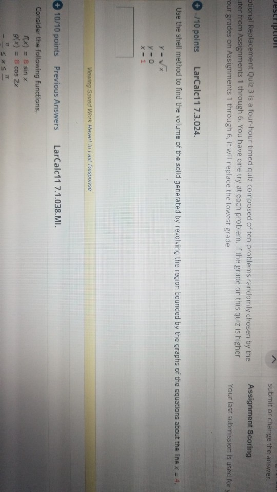 Solved DescriPLIUI submit or change the answer. Assignment | Chegg.com
