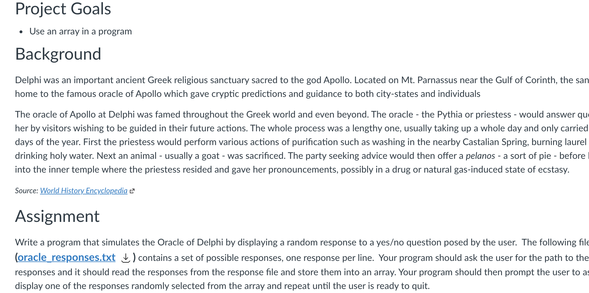 Solved Write a program that simulates the Oracle of Delphi | Chegg.com