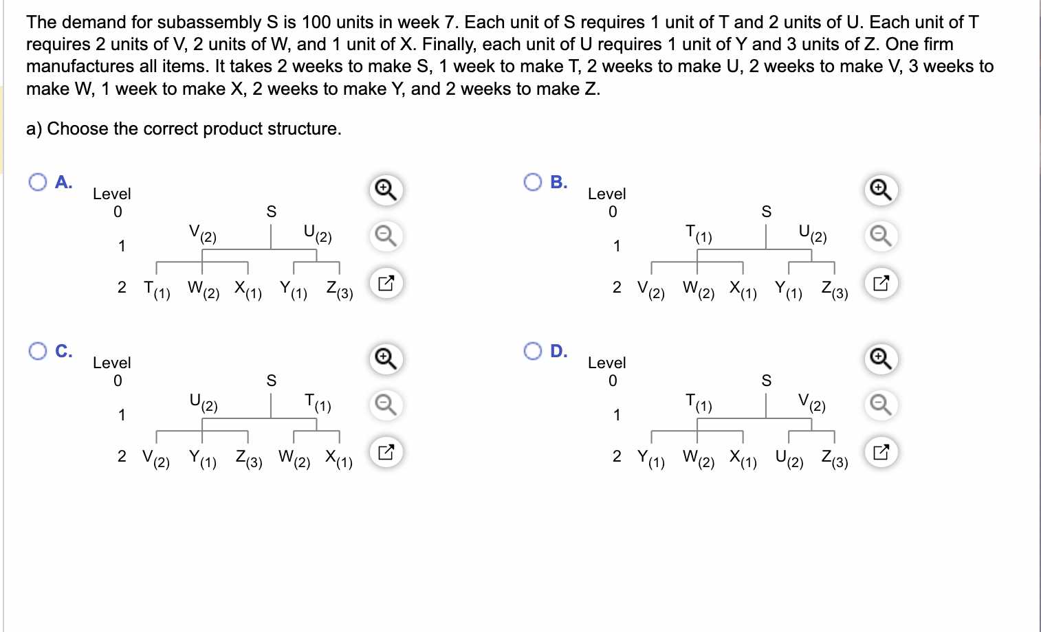 Solved The demand for subassembly S is 100 units in week 7 . | Chegg.com