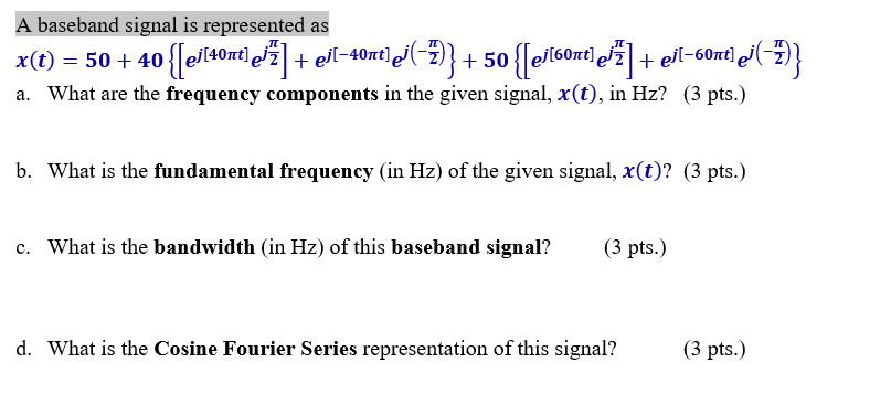 Solved A baseband signal is represented as | Chegg.com