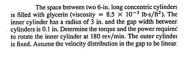 Solved The space between two 6-in. long concentric cylinders | Chegg.com