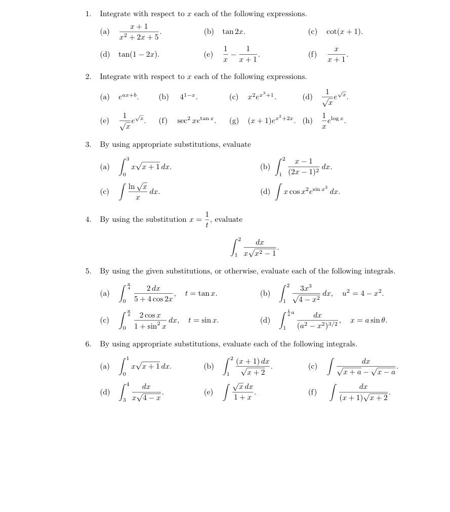 1. Integrate with respect to r each of the following | Chegg.com