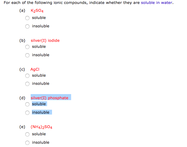Solved For each of the following ionic compounds, indicate | Chegg.com