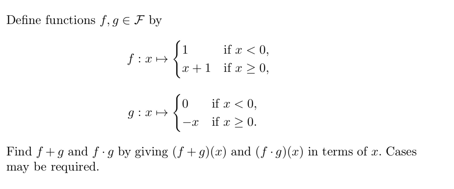 Solved Define functions f,ginF | Chegg.com