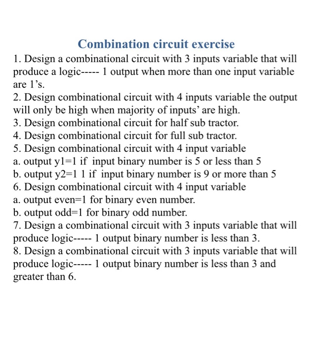 Solved Combination circuit exercise 1. Design a | Chegg.com