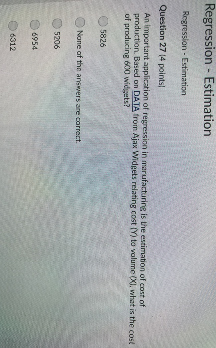 Solved Regression Estimation Regression - Estimation | Chegg.com