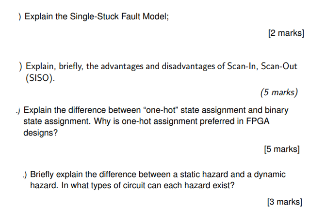 Solved Explain The Single Stuck Fault Model 2 Marks 