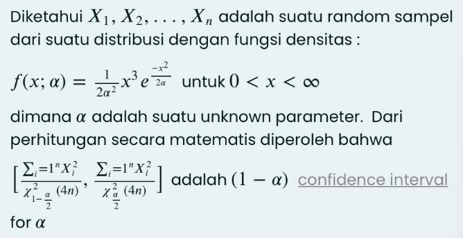 Diketahui X₁, X2, ..., X₁, adalah suatu random sampel | Chegg.com