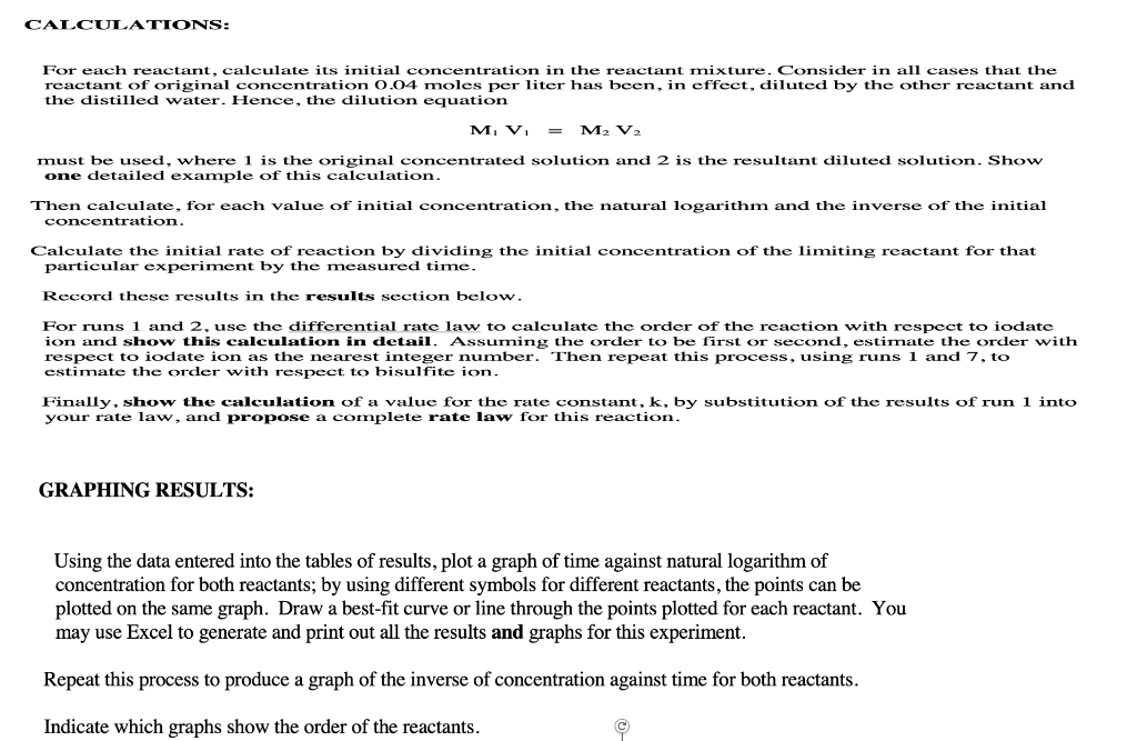 For each reactant, calculate its initial | Chegg.com