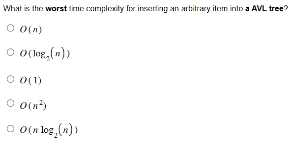 What is the worst time complexity for inserting an | Chegg.com