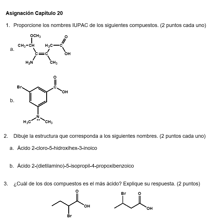 1. Proporcione los nombres IUPAC de los siguientes | Chegg.com