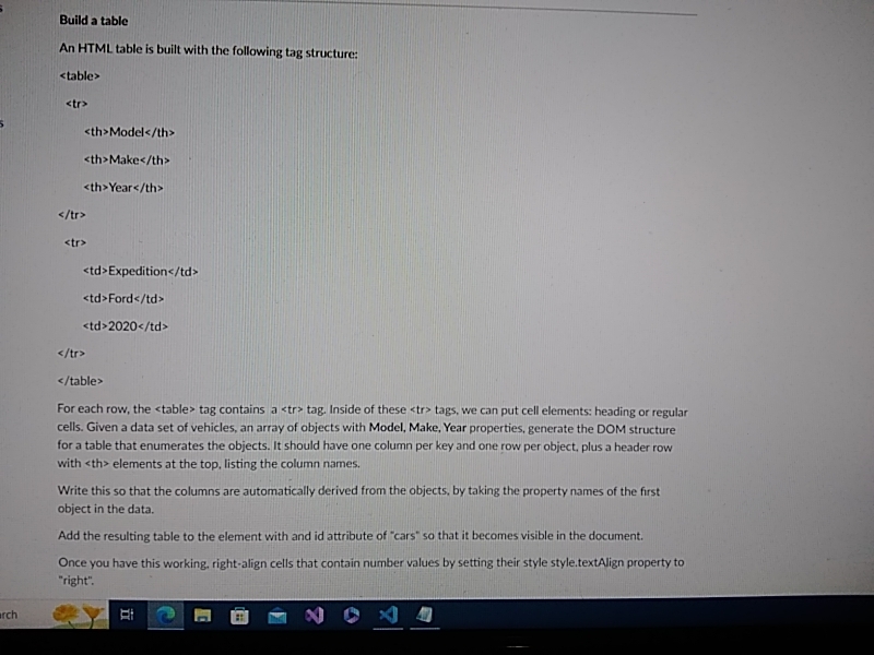 Solved Build a table An HTML table is built with the | Chegg.com