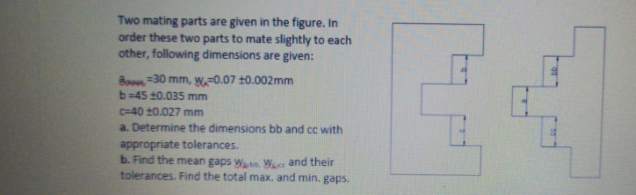 Solved Two mating parts are given in the figure. In order | Chegg.com