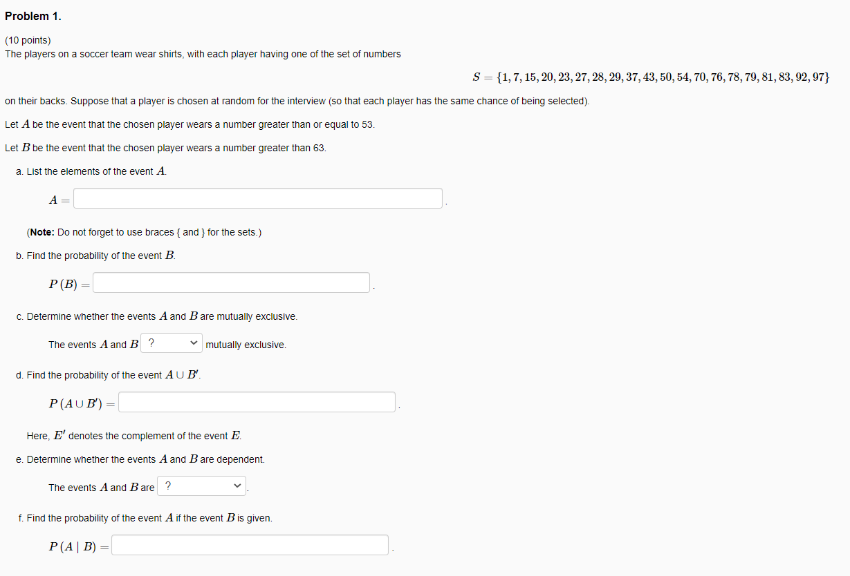 Solved Problem 1. (10 points) The players on a soccer team | Chegg.com