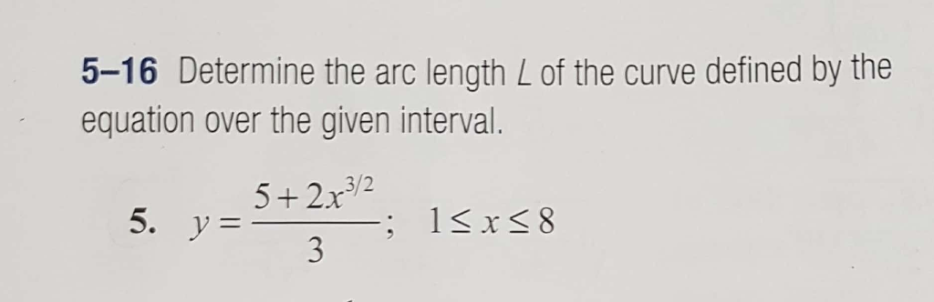 Solved 5-16 Determine the arc length L of the curve defined | Chegg.com