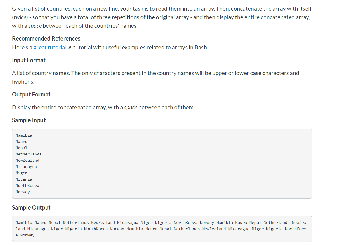 Given a list of countries, each on a new line, your | Chegg.com