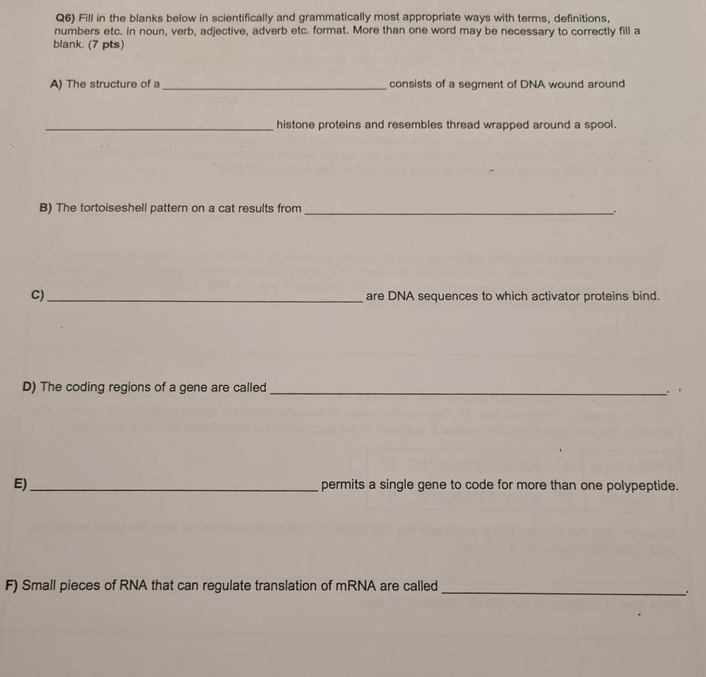 Solved Q6) Fill in the blanks below in scientifically and | Chegg.com