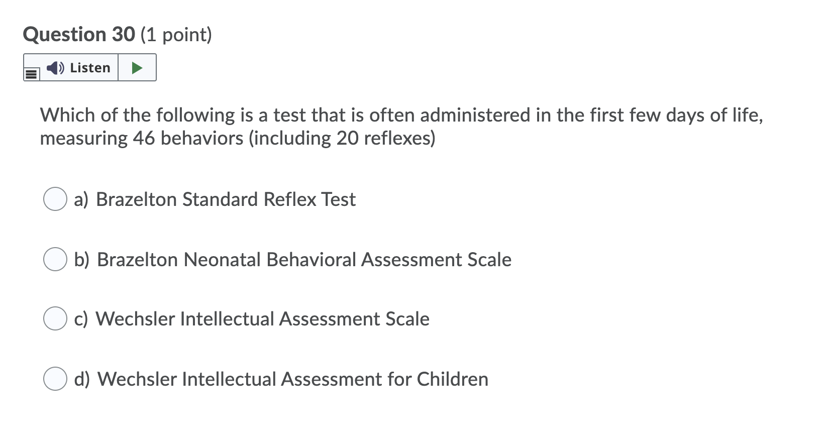 Brazelton Neonatal Behavioral Assessment Scale