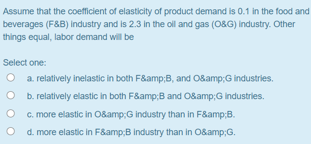 Solved Assume that the coefficient of elasticity of product | Chegg.com