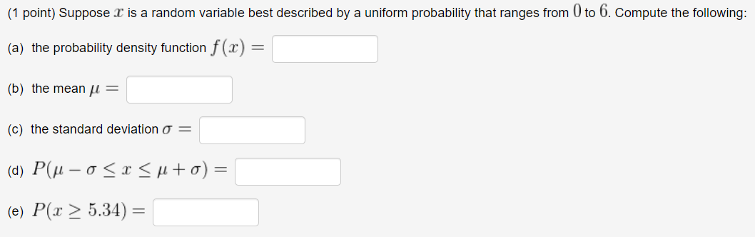 Solved (1 point) Suppose I is a random variable best | Chegg.com
