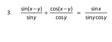 Solved 3. 3. sin(x-y) cos(x-y) + siny cosy sinx sinycosy | Chegg.com