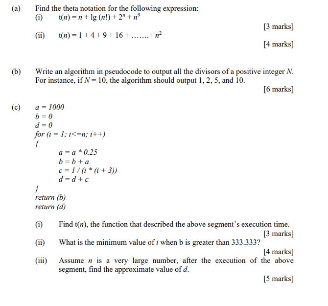Solved Find the theta notation for the following expression: | Chegg.com