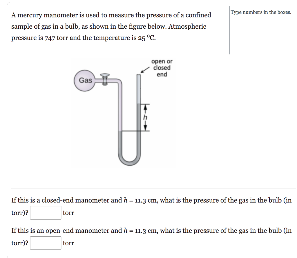 Solved A mercury manometer is used to measure the pressure | Chegg.com