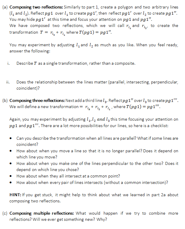 (a) Composing two reflections: Similarly to part 1, | Chegg.com