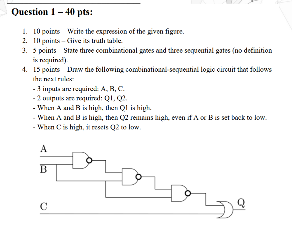 Solved Question 1 – 40 pts: 1. 10 points – Write the | Chegg.com