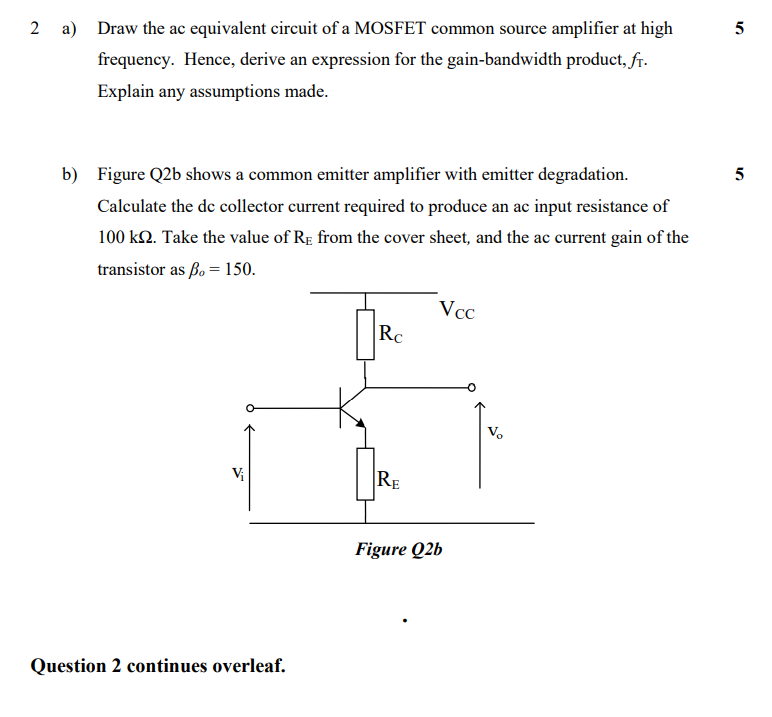 Solved 5 2 A Draw The Ac Equivalent Circuit Of A Mosfet