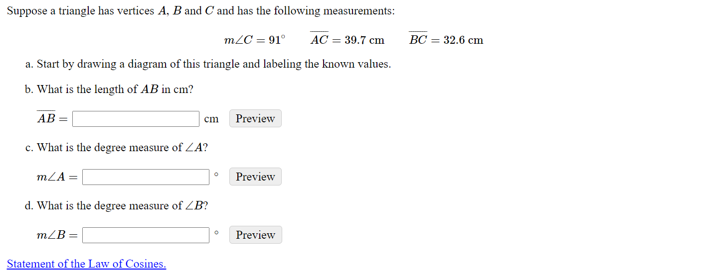 Solved Suppose a triangle has vertices A, B and C and has | Chegg.com