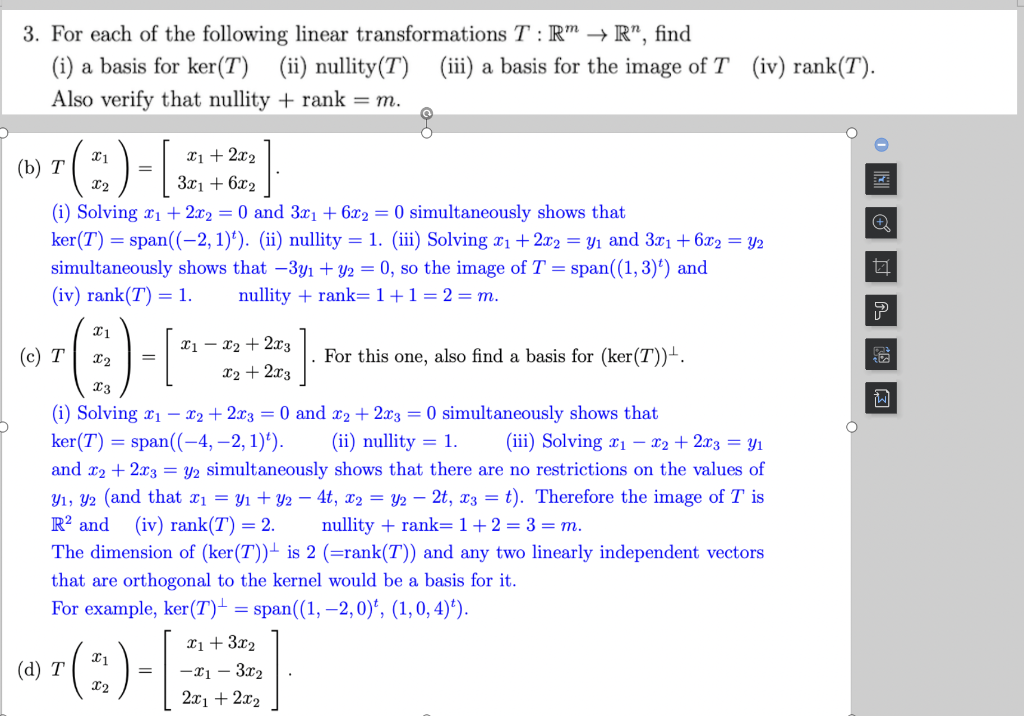 Solved 3. For each of the following linear transformations | Chegg.com