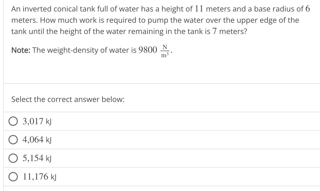 Solved An inverted conical tank full of water has a height | Chegg.com