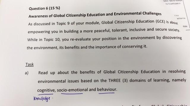 Solved Question 6(15%) Awareness of Global Citizenship | Chegg.com