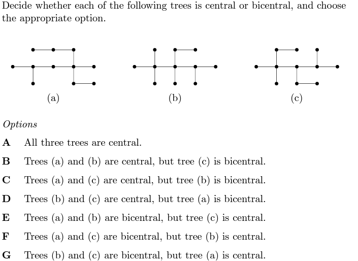 Solved Decide whether each of the following trees is central | Chegg.com