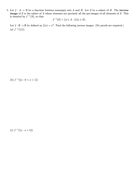 Solved 5. Let f : A + B be a function between nonempty sets | Chegg.com