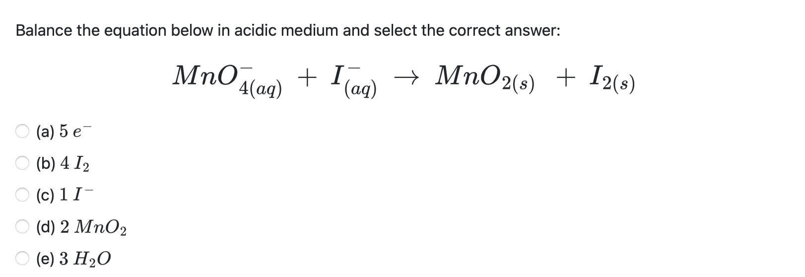 Solved Balance the equation below in acidic medium and | Chegg.com