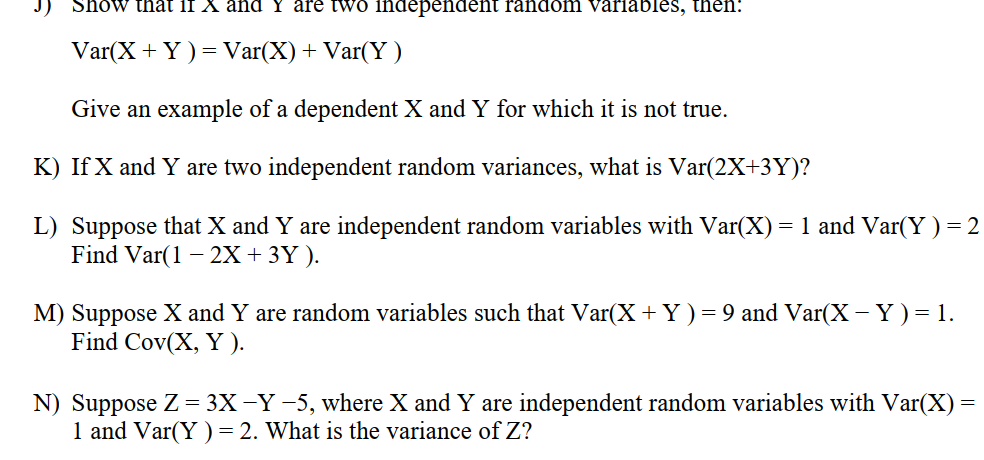 Solved J) Show that I X and Y are two independent random | Chegg.com